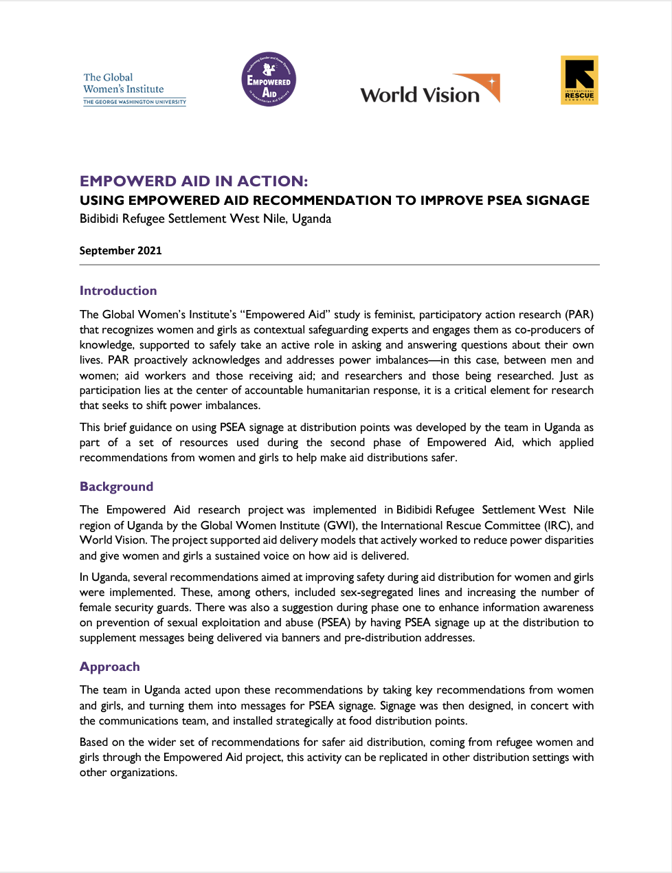 Case Study Library | Empowered Aid | The Global Womens Institute | The ... Case Study Library | Empowered Aid | The Global Womens Institute | The ...